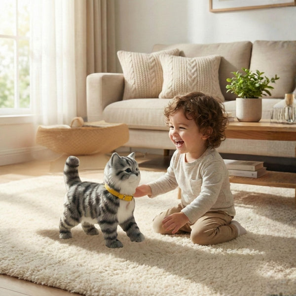 Lifelike Robot Kitten Toy for Kids | Realistic Walking & Meowing ...