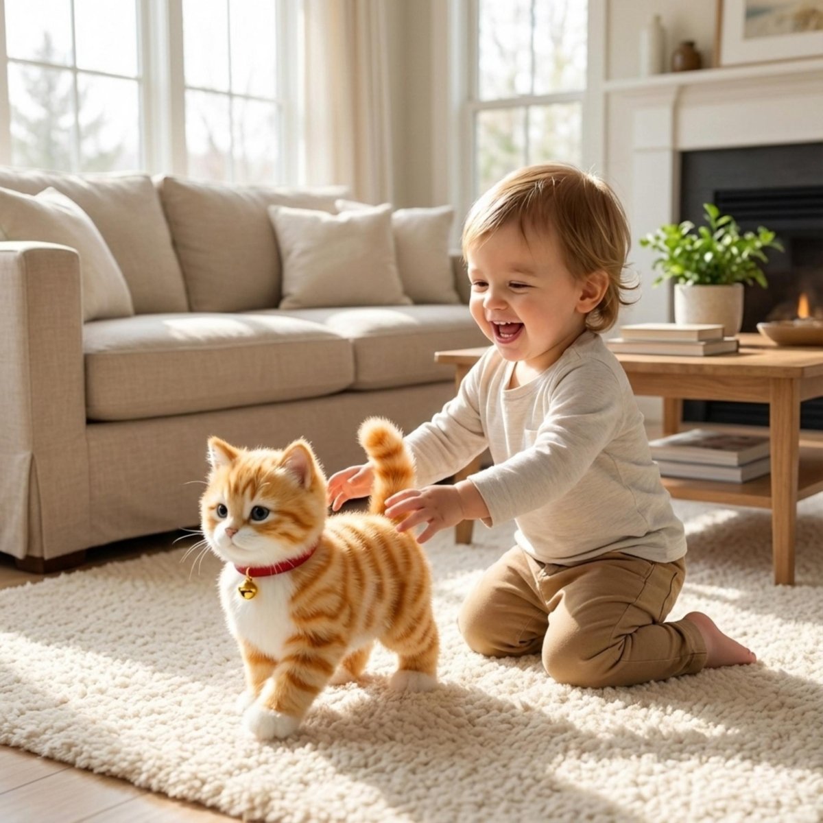 Lifelike Robot Kitten Toy, Interactive Walking & Meowing Cat, Soft ...
