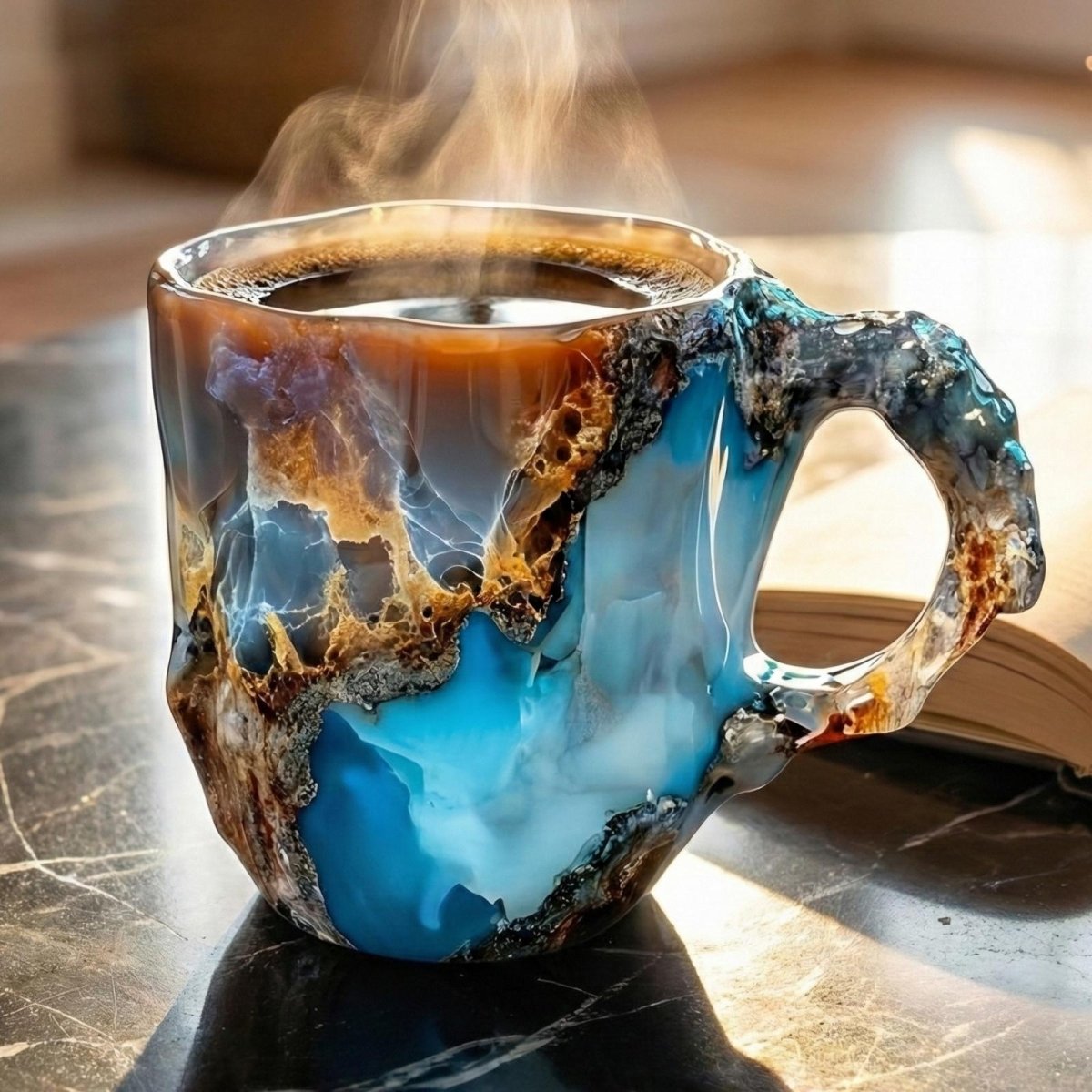 Artisan Geode Coffee Mug Blue Apatite Crystal Cup | Luxury Handcrafted ...