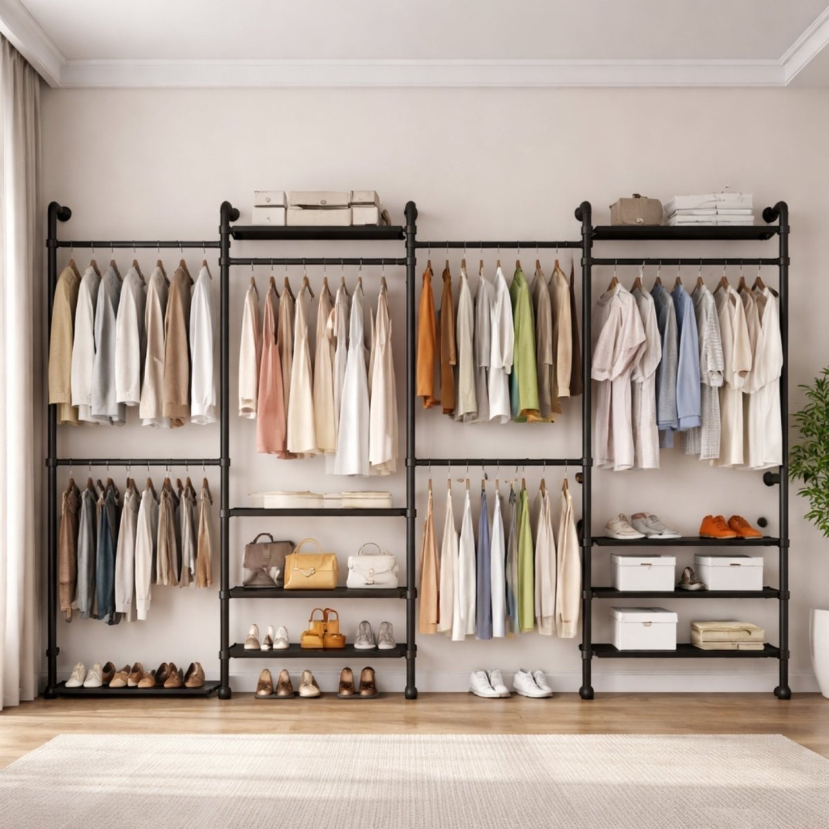 Industrial Pipe Clothing Rack Wall Mounted Closet System - Heavy Duty ...