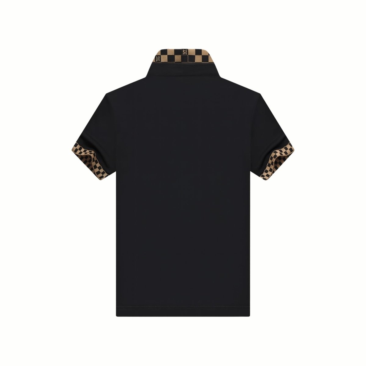 Men's Black Polo Shirt with Checkered Collar & Cuffs | Slim Fit Luxury ...