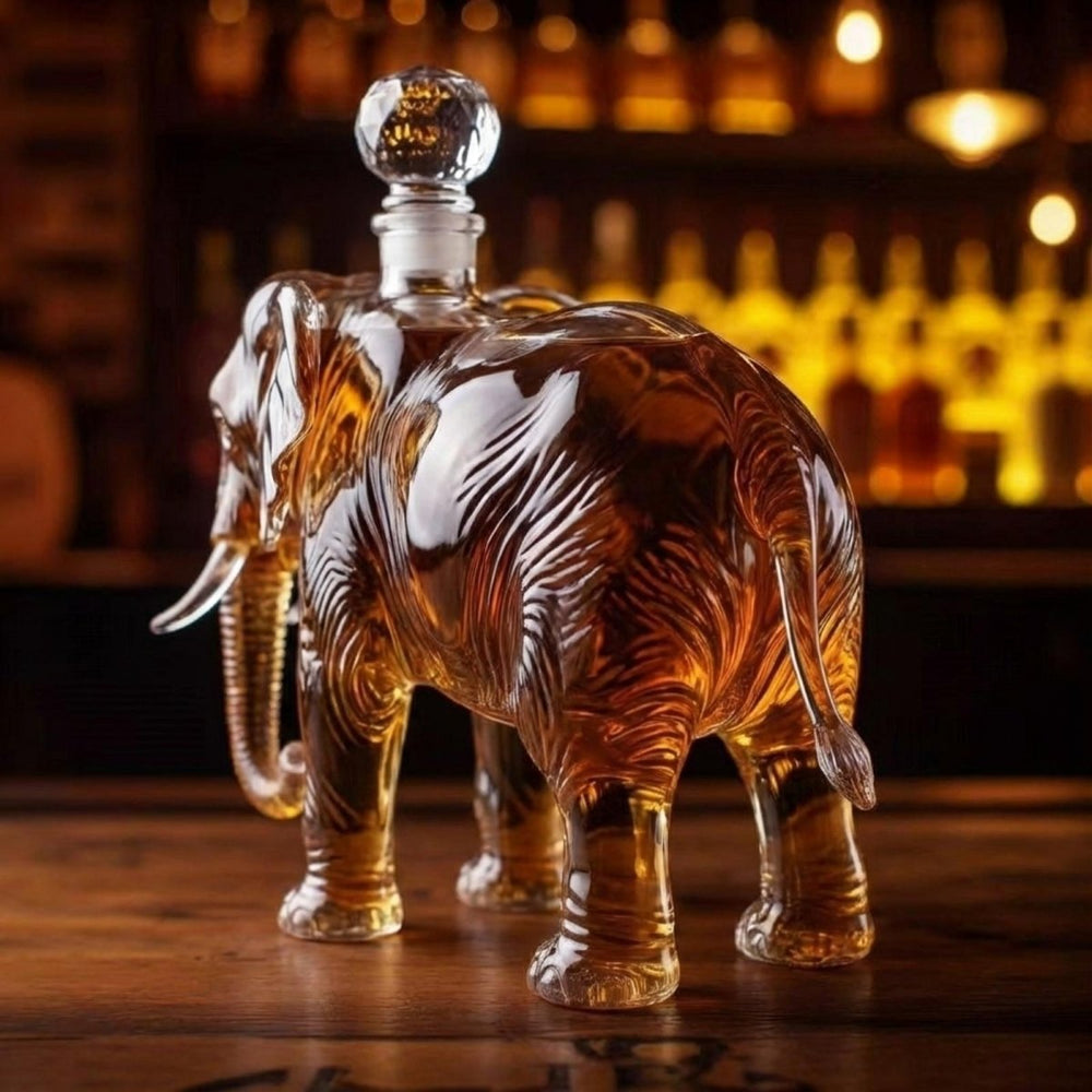 Elephant Whiskey Decanter 450ml Hand-Blown Glass Liquor Dispenser ...