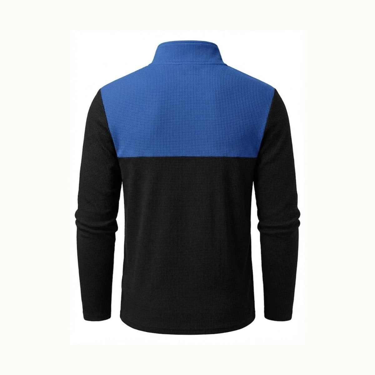 Men's Waffle-Knit Quarter-Zip Pullover | Blue & Black Color Block ...