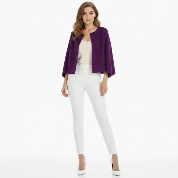 Laverne Purple Structured Cropped Cape Jacket for Women | Elegant ...