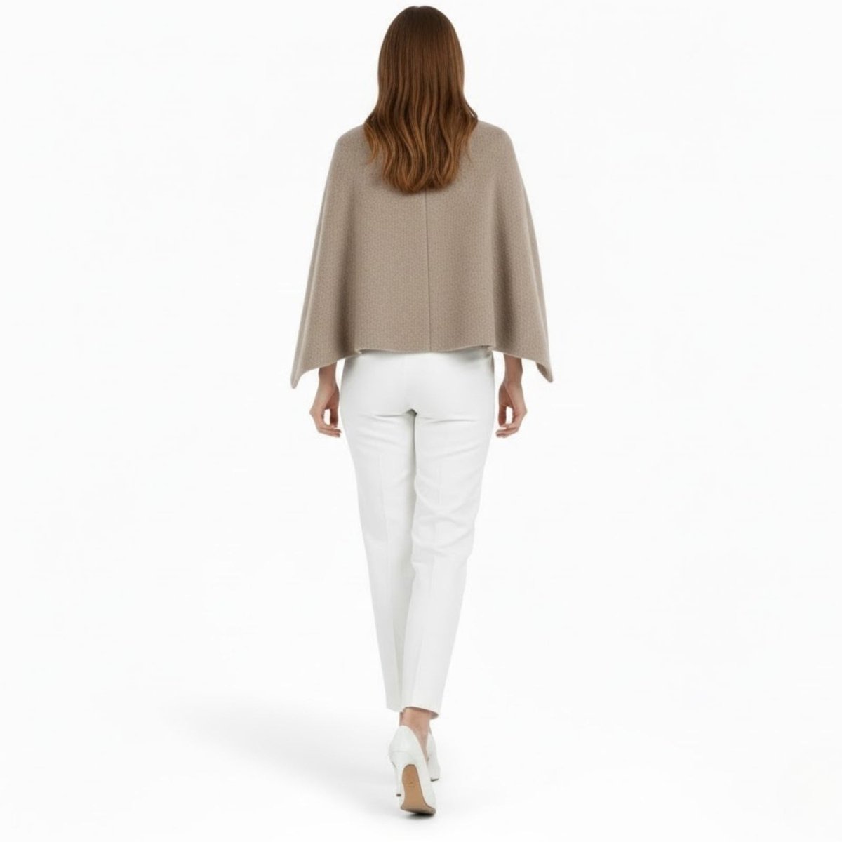 Laverne Wool Cape Jacket Khaki | Cropped Minimalist Short Coat Bell ...