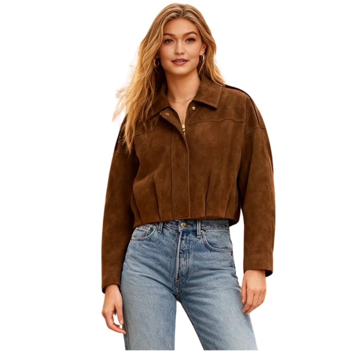 Leilani Cropped Suede Aviator Jacket | Women's Luxury Bomber Jacket ...