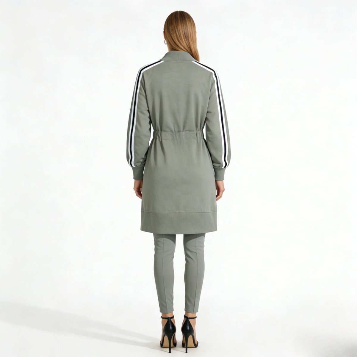 Grey Varsity Duster Jacket for Women | Longline Athleisure Cardigan ...