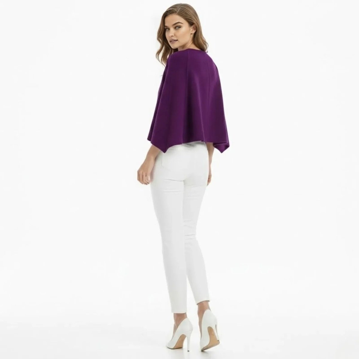 Laverne Purple Structured Cropped Cape Jacket for Women | Elegant ...