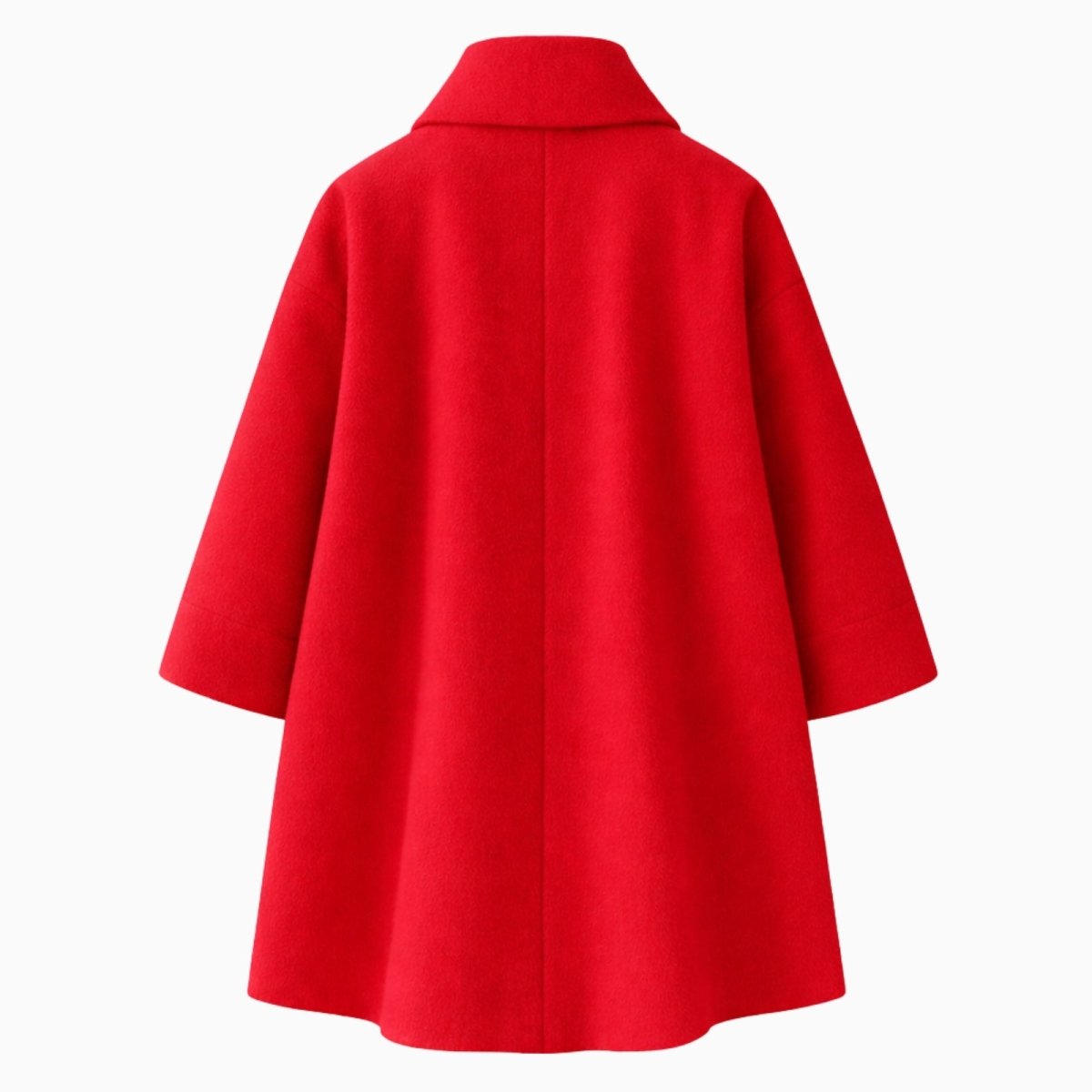 Red Wool-Blend Cocoon Coat for Women | Open-Front Shawl Collar Jacket ...