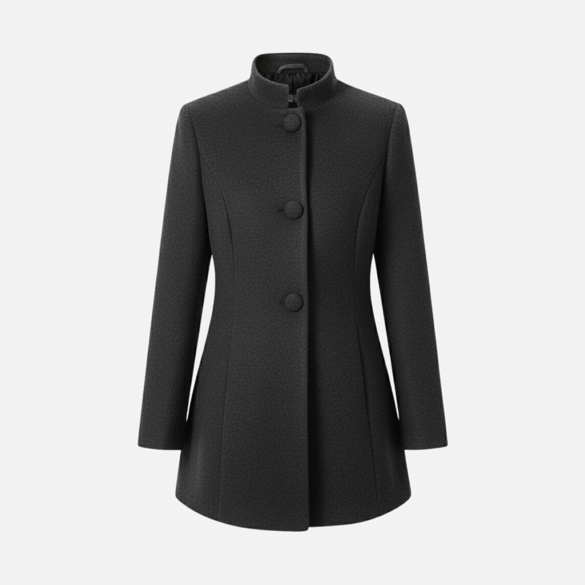 Funnel Neck Wool Blend Coat in Dark Grey | Women's Structured A-Line ...
