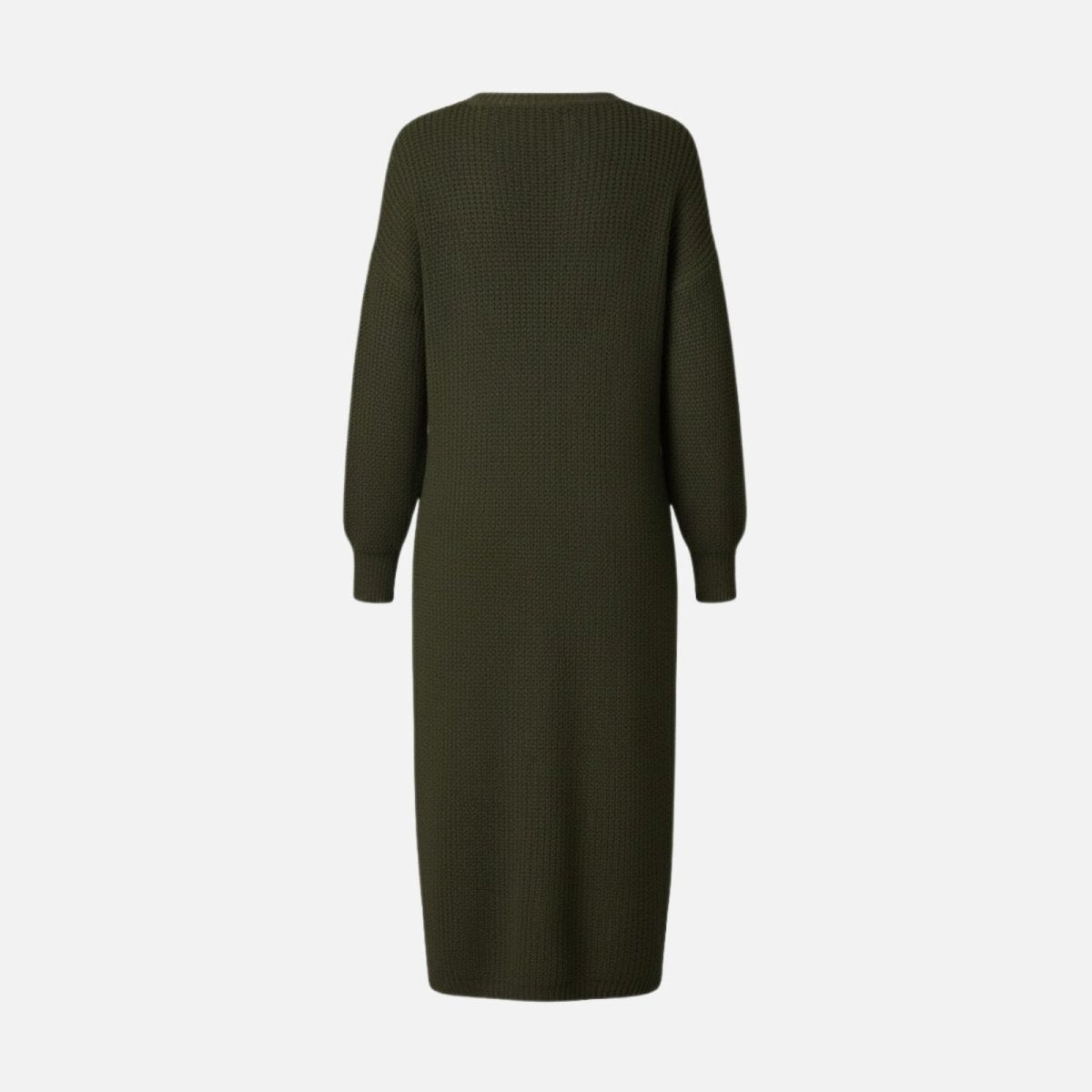 Long Sleeve Wrap Sweater Dress in Olive Green | Women's Waffle Knit ...