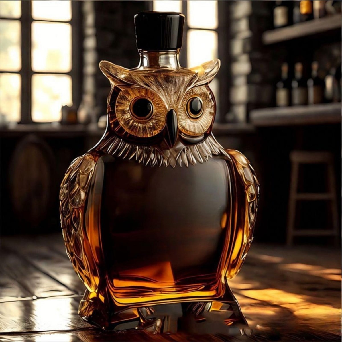 Owl Whiskey Decanter Hand Blown Glass Liquor Bottle - Unique Barware ...