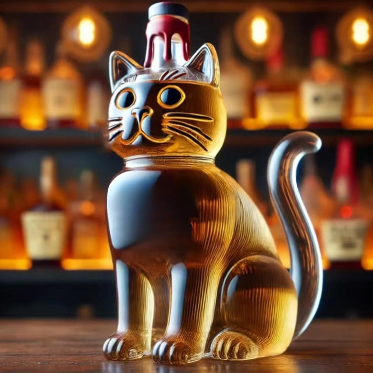 Cat Whiskey Decanter Handcrafted Glass - Unique Bourbon & Scotch Gift ...