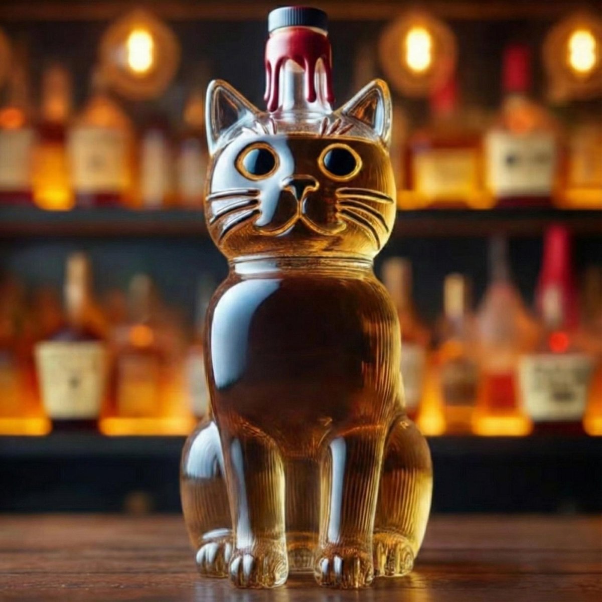 Cat Whiskey Decanter Handcrafted Glass - Unique Bourbon & Scotch Gift ...