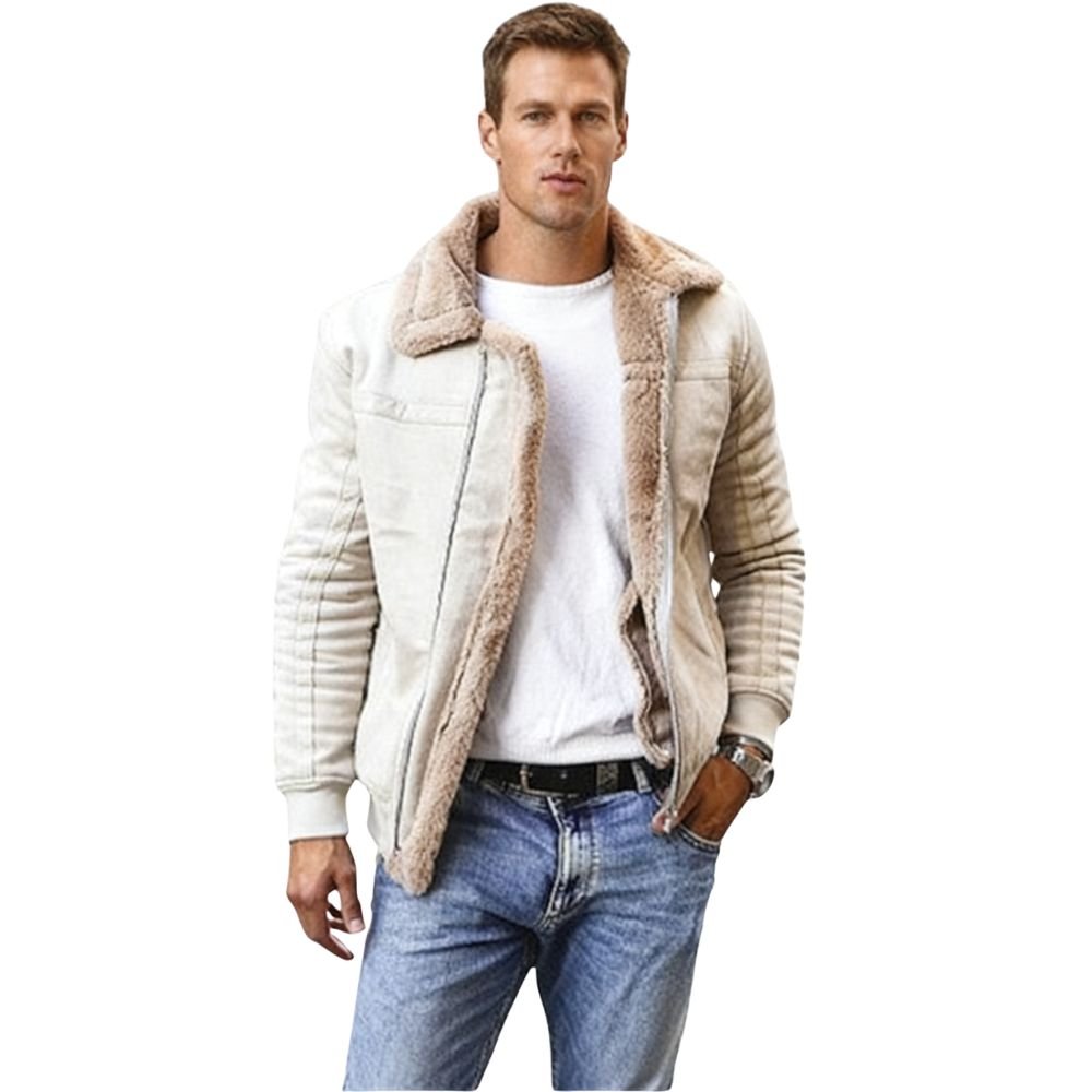 Apricot Shearling Aviator Jacket Suede | Sherpa Lined Flight Bomber ...