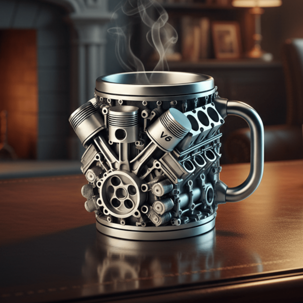 V6 Engine Coffee Mug for Men | Heavy-Duty Stainless Steel Piston Cup ...
