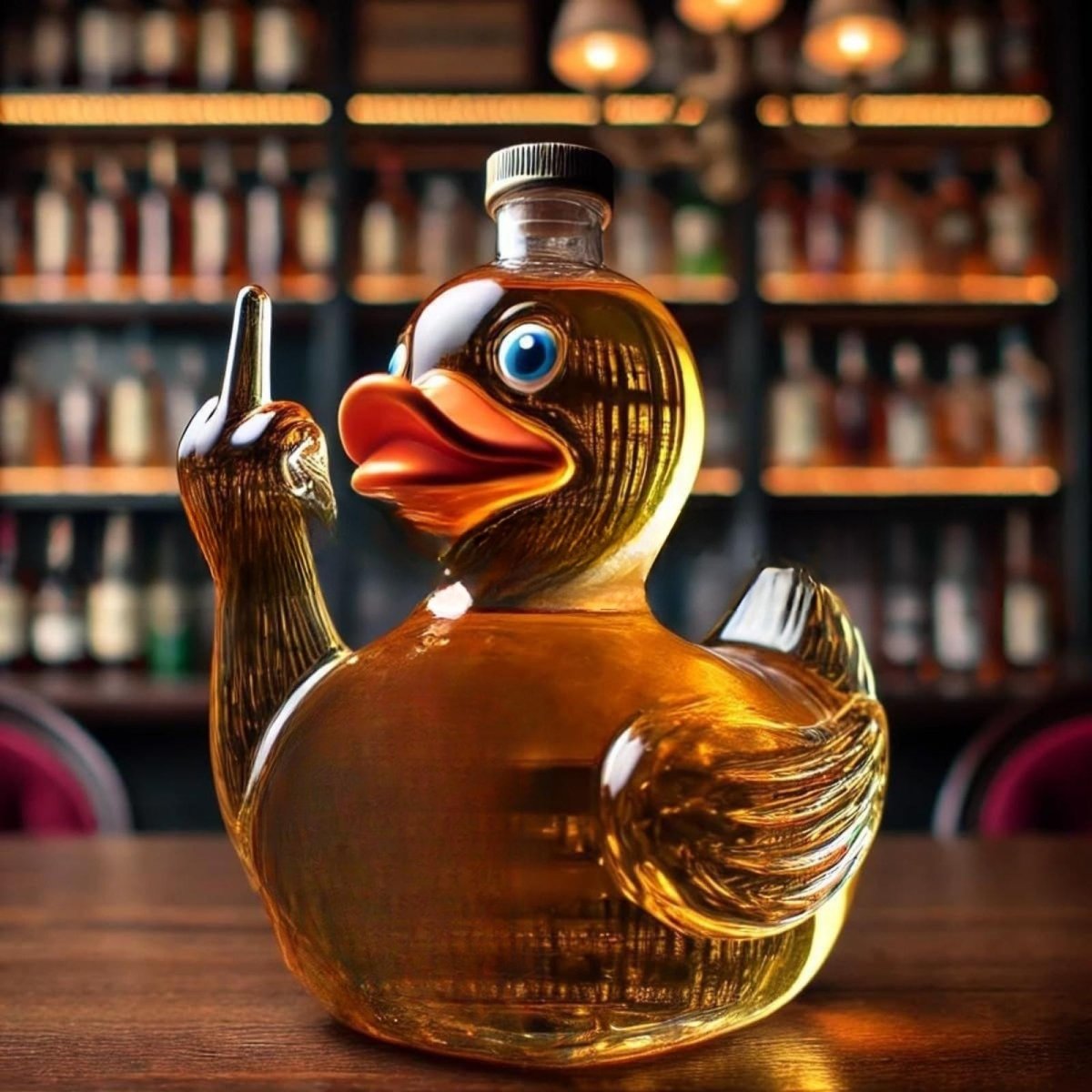 Funny Duck Whiskey Decanter Middle Finger Design, Unique Bar Gift for ...